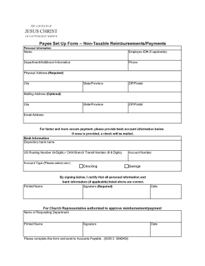 Fillable Online si lds Payee Set Up Form -- Non-Taxable ...