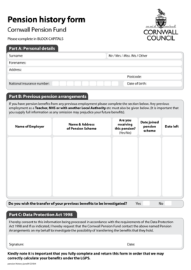 Fillable Online Pension history form.indd Fax Email Print - pdfFiller