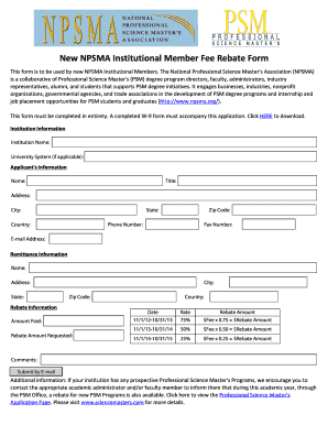 Fillable Online npsma New NPSMA Institutional Member Fee Rebate Form ...