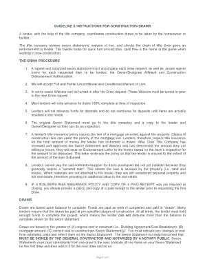 Fillable Online GUIDELINE & INSTRUCTIONS FOR CONSTRUCTION DRAWS Fax ...