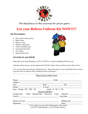 Fillable Online Get your Referee Uniform Kit NOW!!!!! Fax Email Print ...