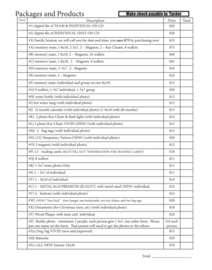 Fillable Online Packages and Products Fax Email Print - pdfFiller