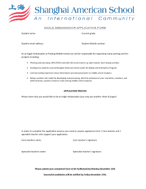 Fillable Online EAGLE Ambassador Application Form - Shanghai American ...
