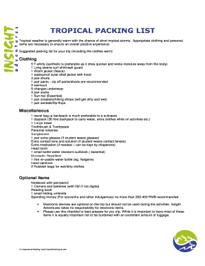 Fillable Online TROPICAL PACKING LIST Fax Email Print - pdfFiller