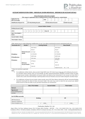 Fillable Online ACCOUNT MODIFICATION FORM INDIVIDUAL & NON-INDIVIDUAL ...