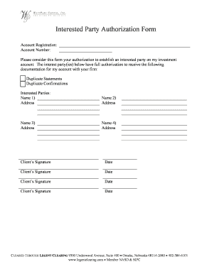 Fillable Online Interested Party Authorization Form - WestPark Capital ...