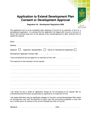 Fillable Online Extension of Time Requests for Current Development ...