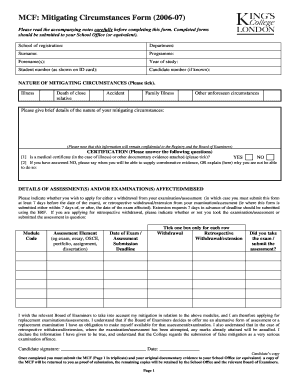 Fillable Online MCF: Mitigating Circumstances Form (2006-07) - Kavehh ...