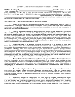 Fillable Online SECURITY AGREEMENT AND ASSIGNMENT OF bb - Frontier ...