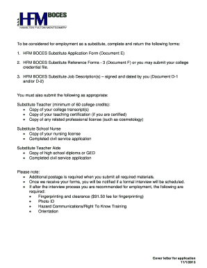 Fillable Online To be considered for employment as a substitute ...