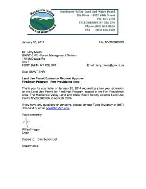 Fillable Online BMV2009X0005b - GNWT - ENR - Extension Approval Letter ...