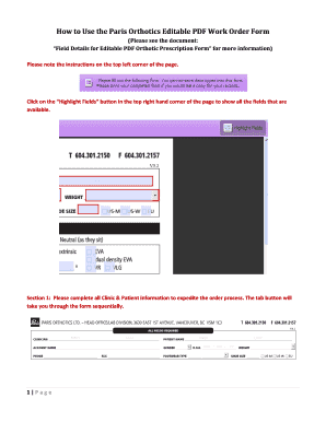 Fillable Online Instructions for Using Editable PDF Orthotic ...