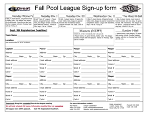 Fillable Online Fall Pool League Sign-up form Fax Email Print - pdfFiller