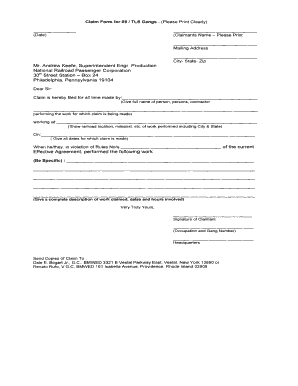 Fillable Online northeasternsystemfederation Amtrak Rule 89-TLS claim ...