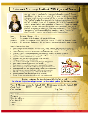 Fillable Online Advanced Microsoft Outlook 2007 Tips and Tricks - The ...