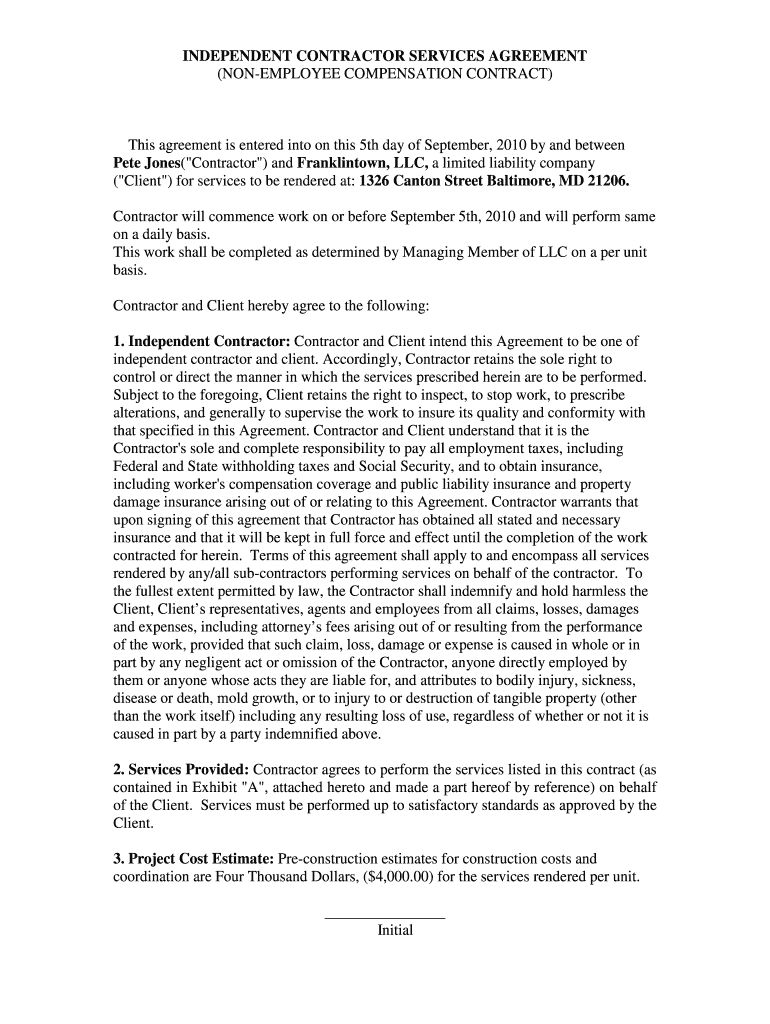 Fillable Online (NONEMPLOYEE COMPENSATION CONTRACT) Fax Email Print ...