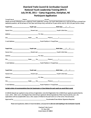 Fillable Online storage overlandtrailscouncil Overland Trails Council & Cornhusker Council Fax ...