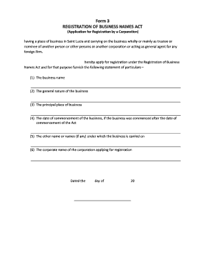 Fillable Online Form 3 - Application for Business Registration by a ...