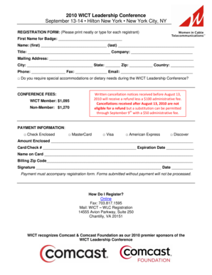 Fillable Online wict WLC Registation Form 2010 v2 - WICT - wict Fax Email Print - pdfFiller