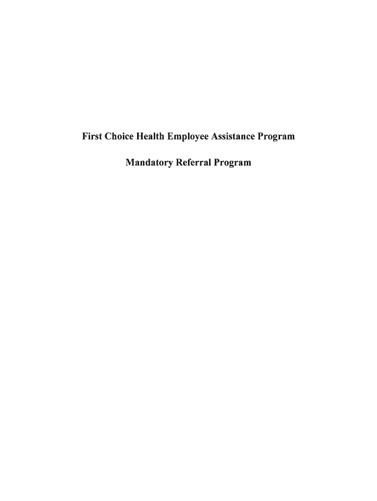 Fillable Online First Choice Health Employee Assistance Program Fax ...