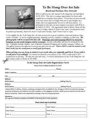 Fillable Online bismarck-art Hung Over Art Show Registration Form ...