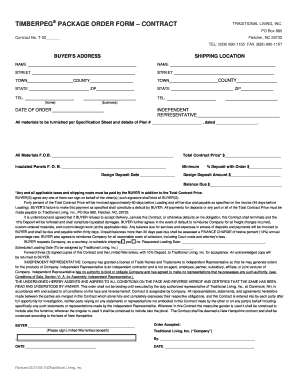 Fillable Online Package Order Form - Timberpeg Fax Email Print - pdfFiller
