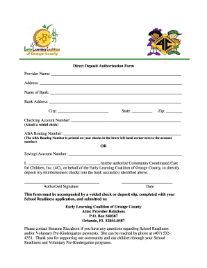 Fillable Online elcoforangecounty Direct Deposit Authorization Form ...