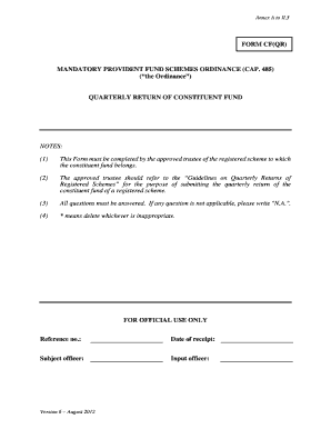 Fillable Online FORM CF(QR) MANDATORY PROVIDENT FUND SCHEMES ... Fax ...