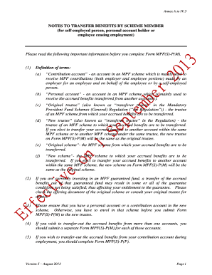 Fillable Online Scheme Member's Request for Fund Transfer Form MPF(S) P ...