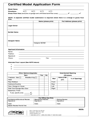 Fillable Online town caledon on Certified Model Application Form - Town ...