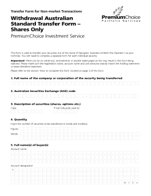 Fillable Online Withdrawal Australian Standard Transfer Form Shares ...