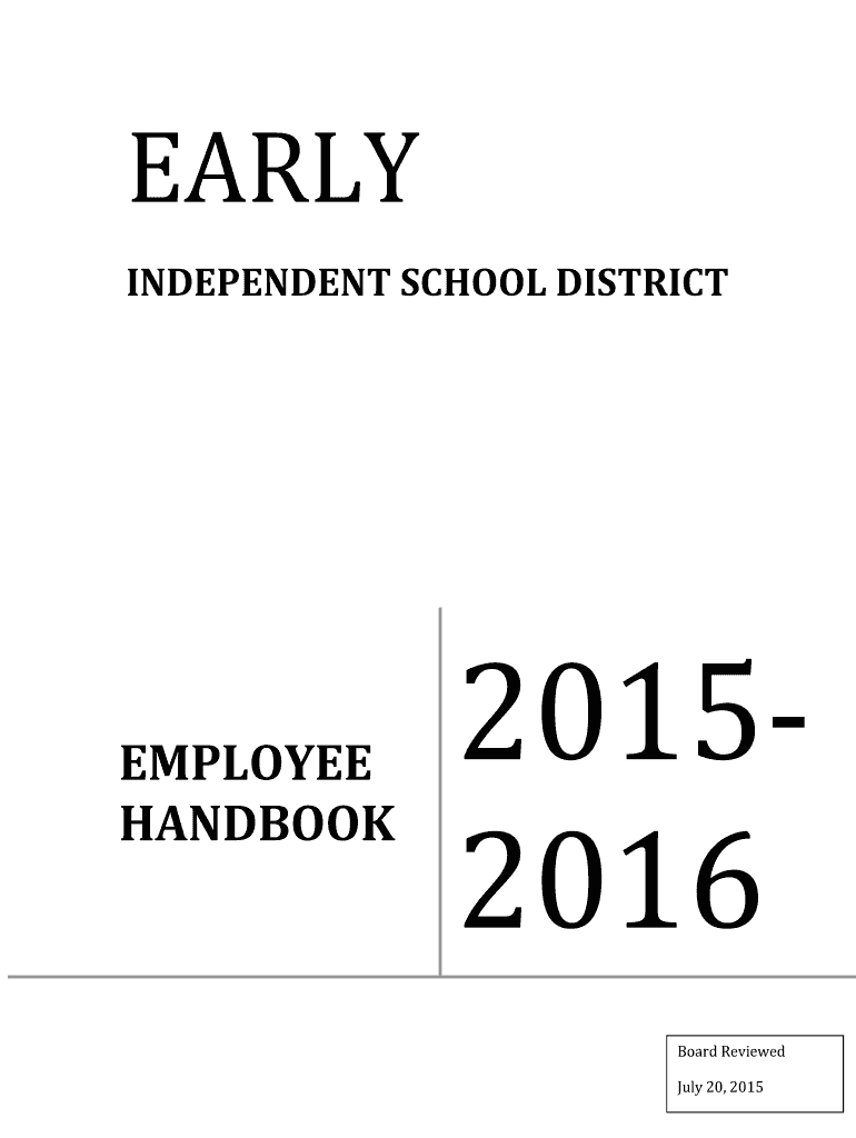 Fillable Online earlyisd 2010 Editable Model Employee Handbook - Early ...