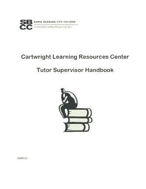 Fillable Online Cartwright Learning Resources Center Tutor Supervisor Handbook Fax Email Print ...