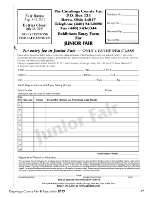 Fillable Online JUNIOR FAIR - Cuyahoga County Fair Fax Email Print ...