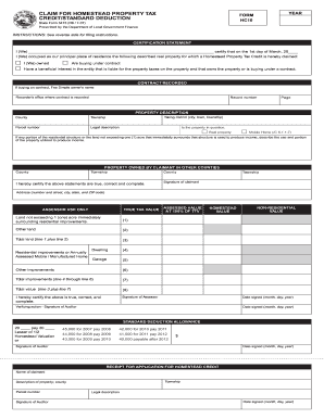 Fillable Online Claim for Homestead Property Tax Credit/Standard ...