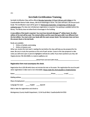 Fillable Online ServSafe Certification Training Fax Email Print - pdfFiller