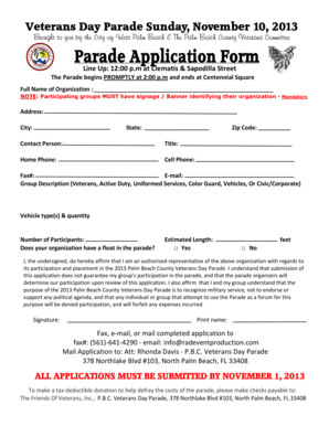 Fillable Online 2013 parade application Fax Email Print - pdfFiller