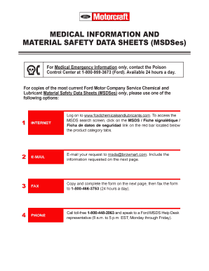 Fillable Online MEDICAL INFORMATION AND MATERIAL SAFETY DATA SHEETS ...