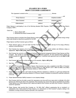 Fillable Online Example Host Customer Agreement form.pdf - El Paso ...