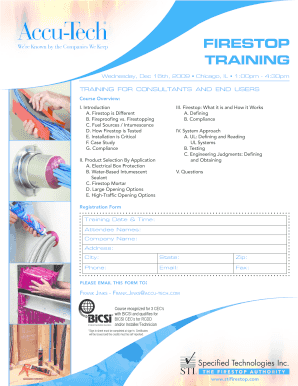Fillable Online Firestop training - Accu-Tech Fax Email Print - pdfFiller