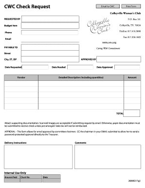 Fillable Online CWC Check Request - Colleyville Woman's Club Fax Email ...