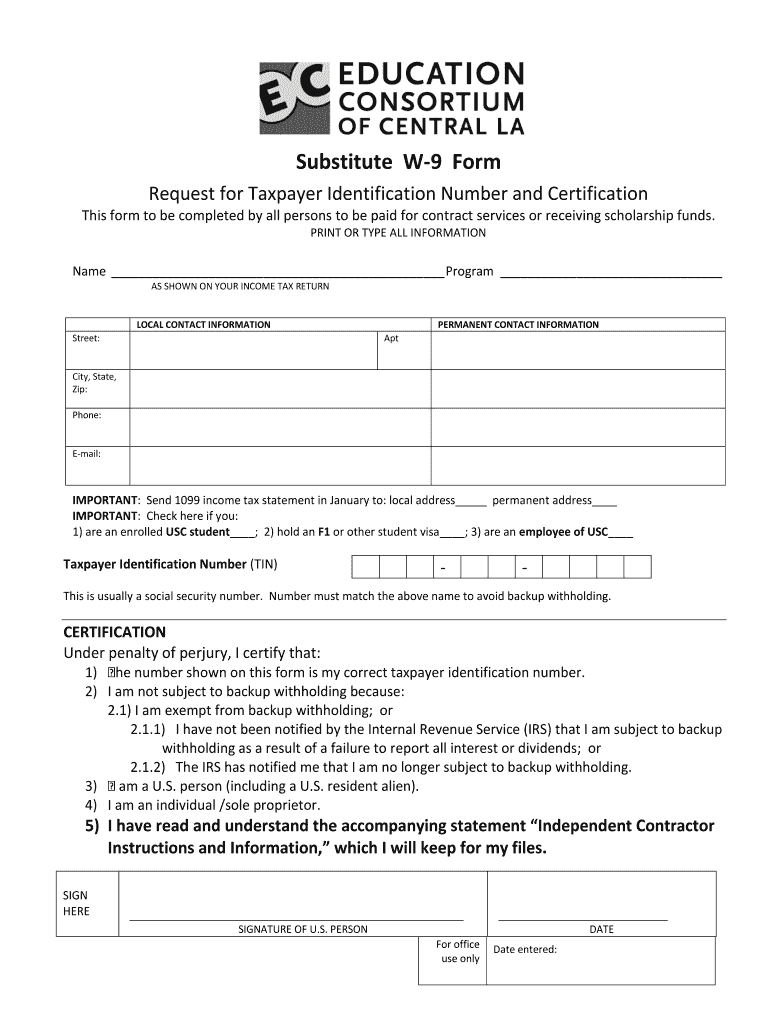 Fillable Online eccla Internal Revenue Service Forms W-9 and 1099 MISC ...