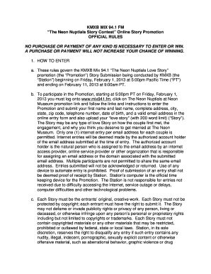 Fillable Online REVISED KMXB Neon Nuptials Rules-APPROVED 2 Fax Email Print - pdfFiller