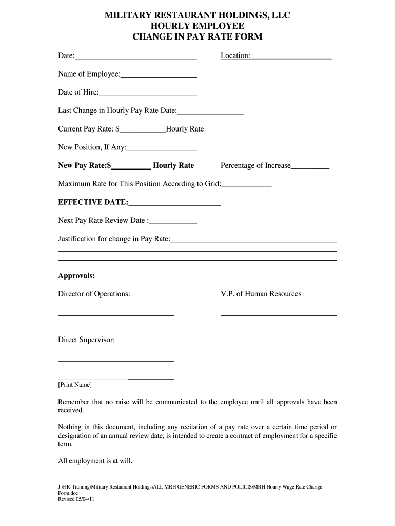 Change Pay Rate Fill Out Sign Online DocHub