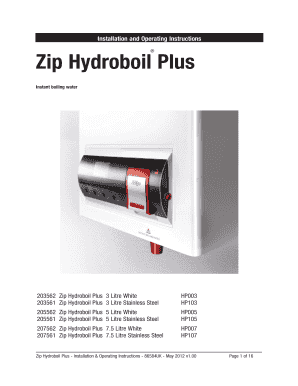 Zip Hydroboil Plus Manual - Fill Online, Printable, Fillable, Blank ...