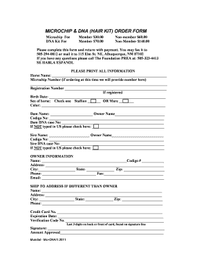 Fillable Online Microchip and DNA Form Fax Email Print - pdfFiller