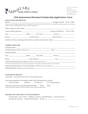Fillable Online idahostars CDA Assessment Renewal Application ...