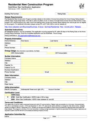 Fillable Online Residential New Construction Program - Thermo-Scan ...