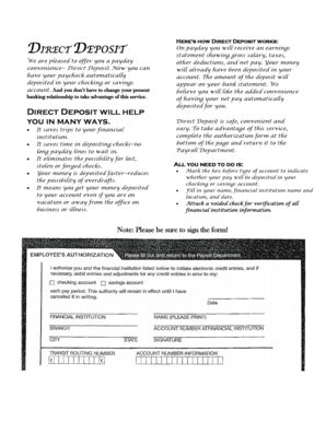 Fillable Online Direct Deposit Form.pdf - Finance Fax Email Print ...