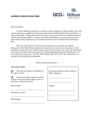 Fillable Online Address Verification Form - Erisa Pension Claims Fax Email Print - pdfFiller